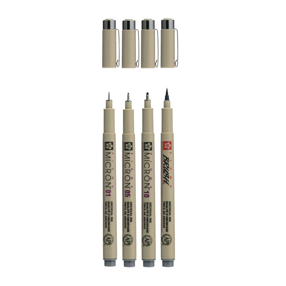 Sakura Pigma Micron Fineliner Set farbsortiert 0 25 0 45 0 60 mm 4 St. buroplus