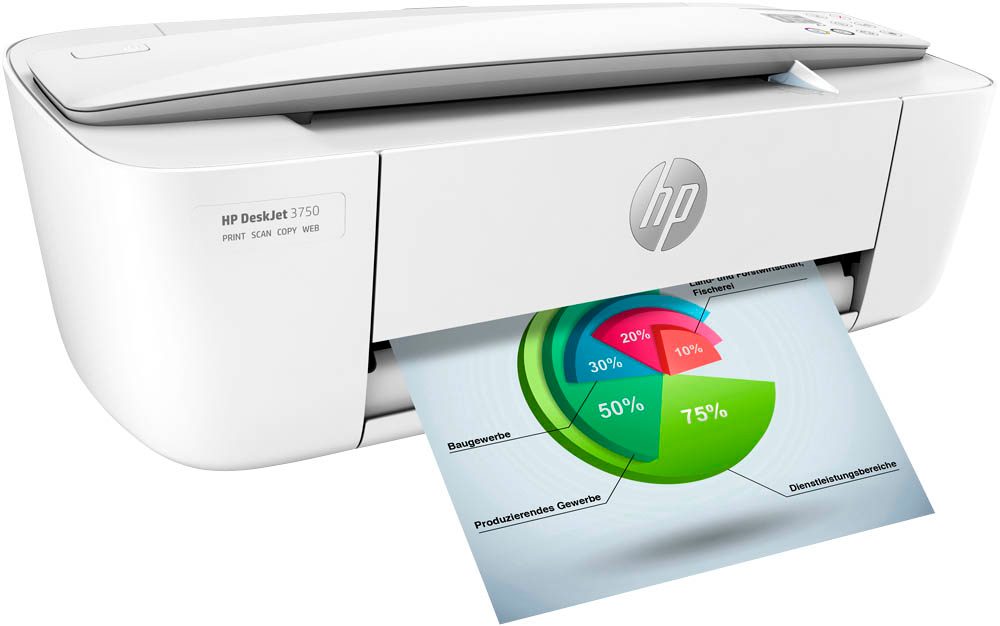 HP Deskjet 3750 All in One 3 in 1 Tintenstrahl Multifunktionsdrucker grau buroplus